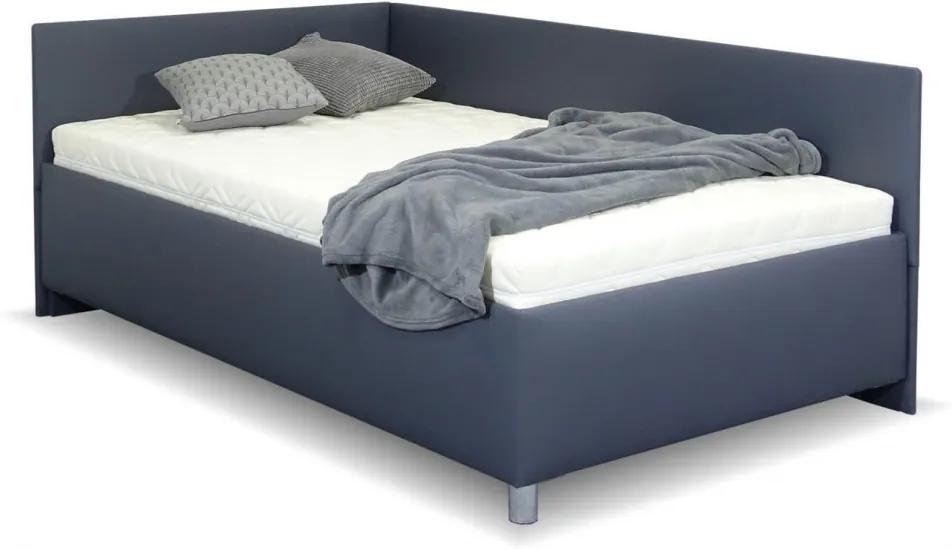 Zvýšená čalouněná postel s úložným prostorem Ryana, 90x200, tmavě šedá INTENA