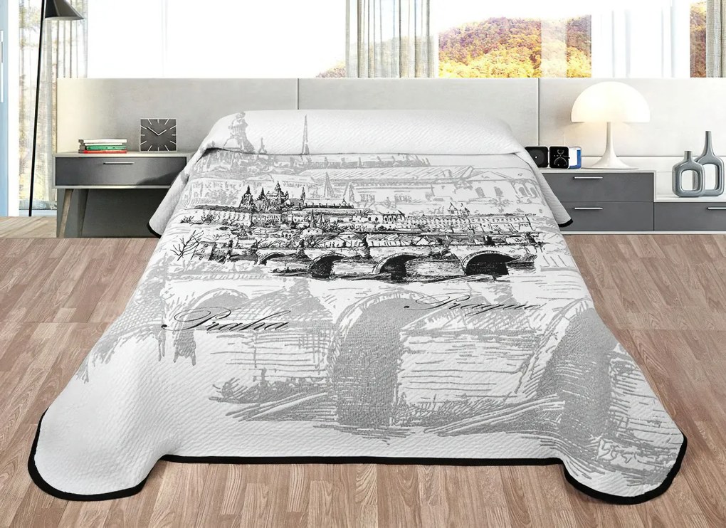 Forbyt Přehoz na postel PRAHA šedá, 240x260cm, dvojlůžkový