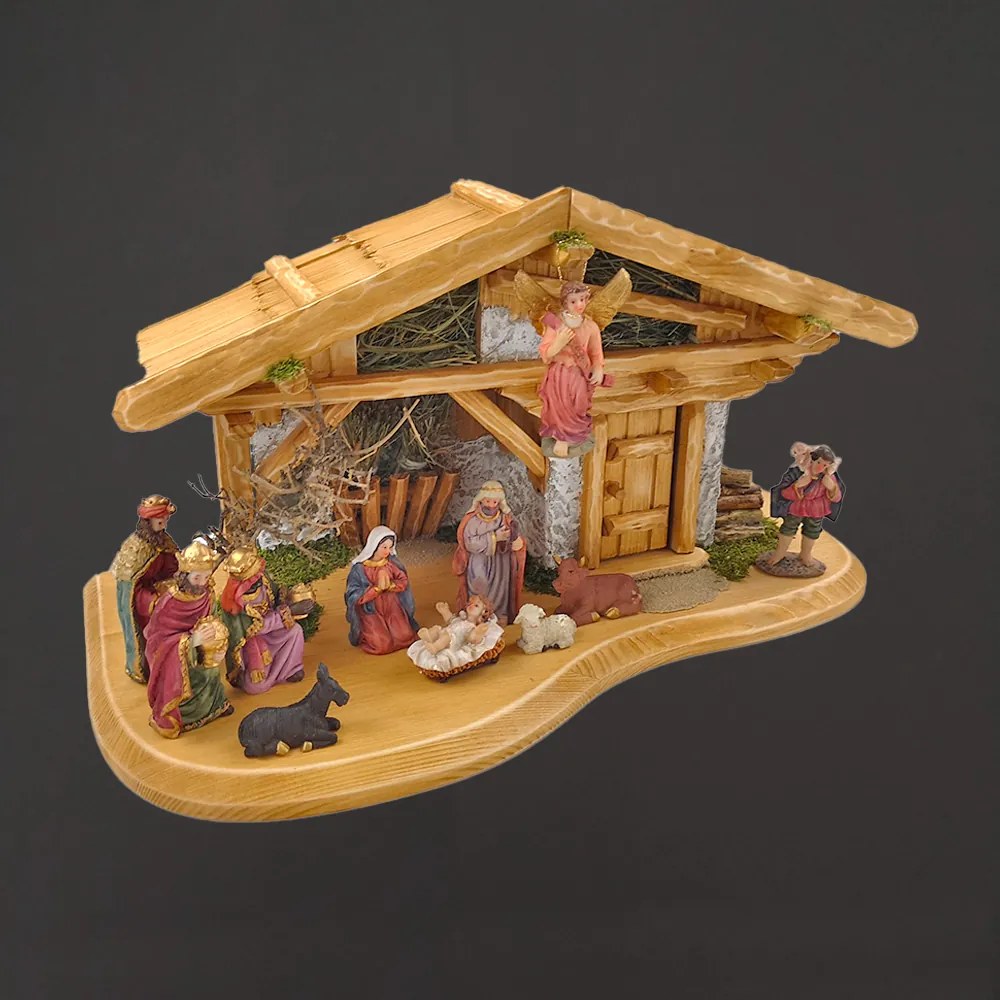 AMADEA Dřevěný betlém BEZ FIGUREK 44 cm