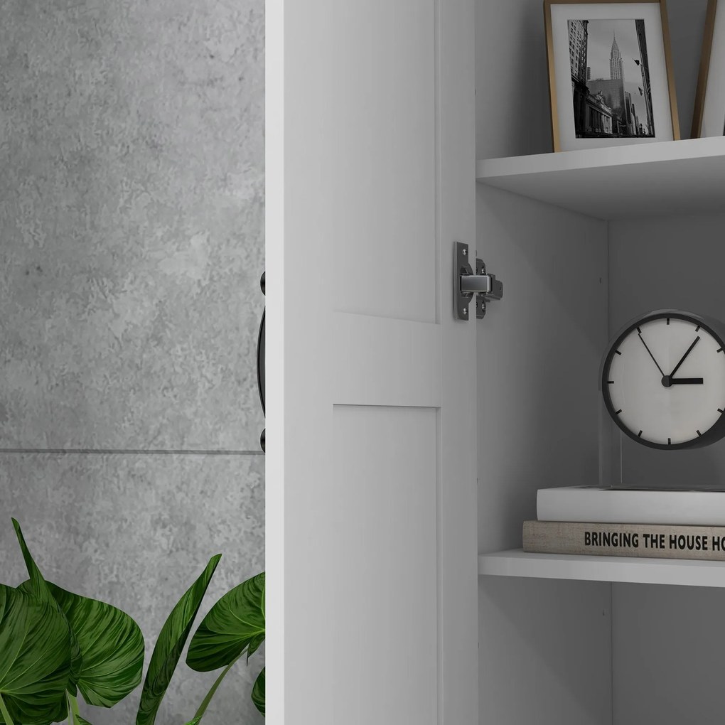 HOMCOM Bílý úložný kabinet se 2 dveřmi a 4 policemi, moderní styl, multifunkční pro ložnici, kancelář, kuchyni, 60 x 36,5 x 175 cm