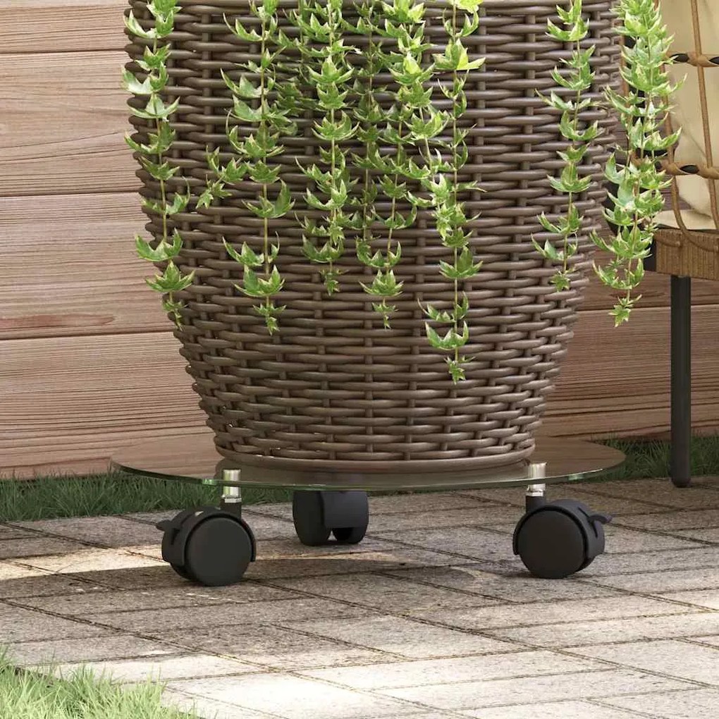 Vozíky pod květináče z tvrzeného skla 2 ks kulaté 28 cm 245691