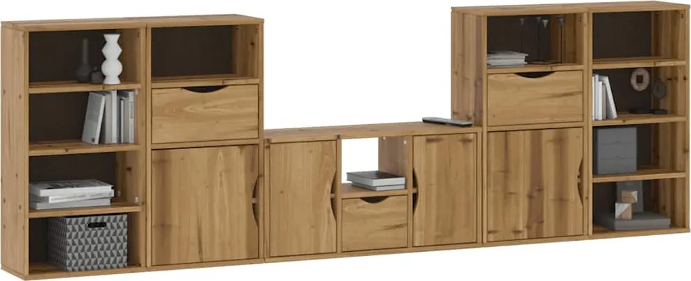 5 kusů TV skříněk s úložným prostorem "ODDA" Borovicový masiv 3365378