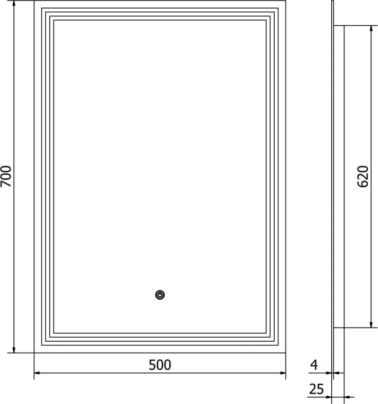 Mexen Taco koupelnové zrcadlo s podsvícením 50 x 70 cm, LED 6000K, proti zamlžení - 9805-050-070-611-00