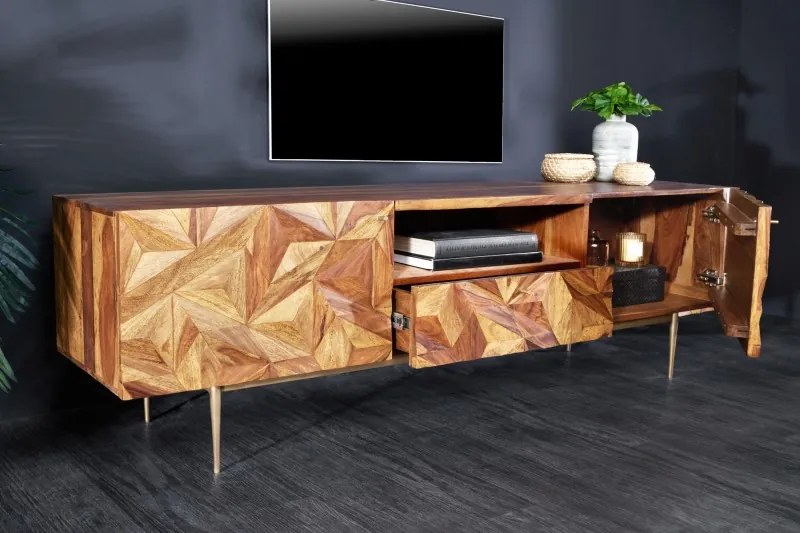 Noble Home Přírodní dřevěný televizní stolek Stone Finish