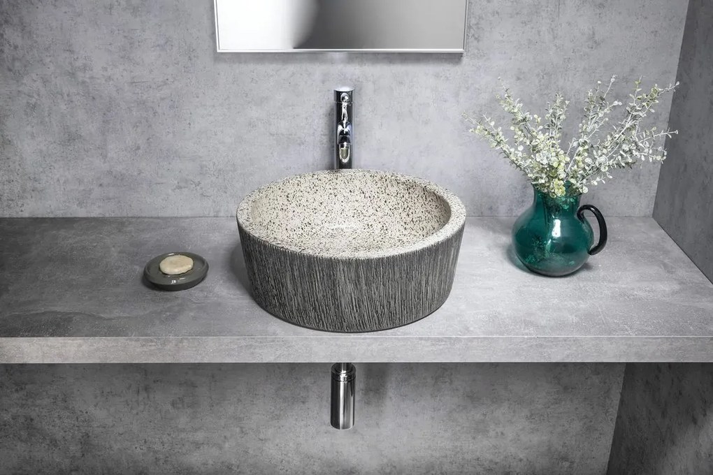 Sapho Sapho, PRIORI keramické umyvadlo na desku Ø 41 cm, granit, PI035