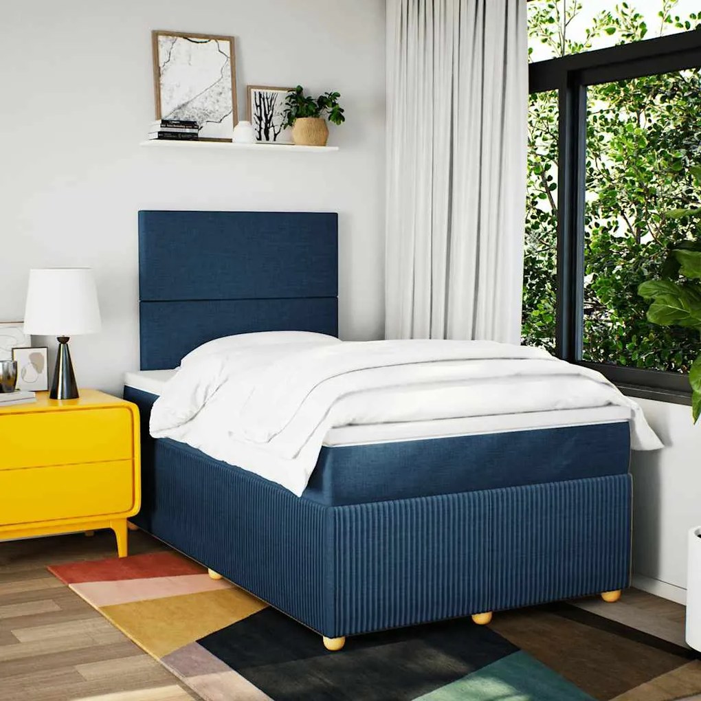 Box spring postel s matrací modrá 120x200 cm textil 3292022