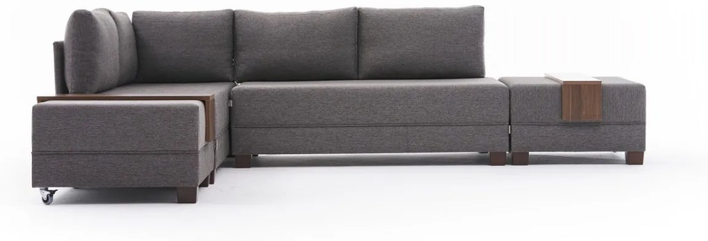 Designová rohová sedačka Ramesha 280 cm hnědá - levá