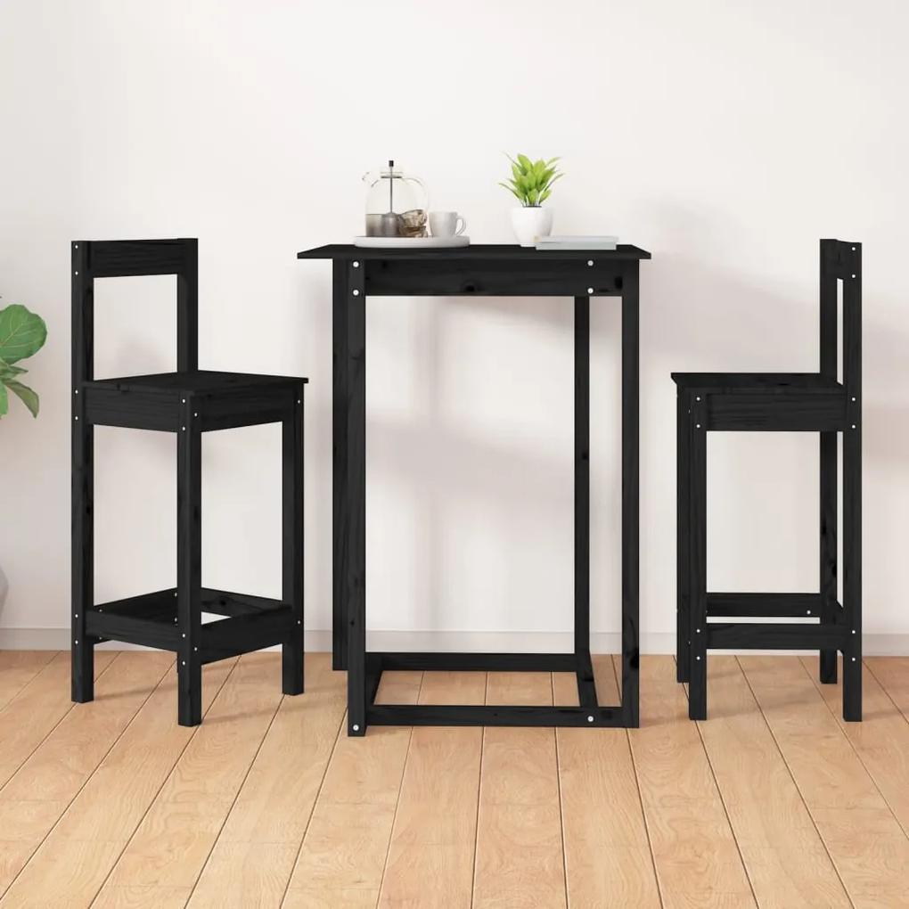 Barové židle 2 ks černé 40 x 41,5 x 112 cm masivní borové dřevo - Default Title