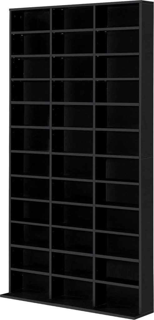 HOMCOM Regál na CD/DVD pro 1116 CD, 36 výškově nastavitelných přihrádek, 102 x 24 x 195 cm, Černý