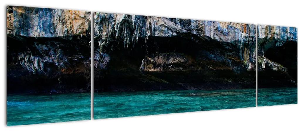 Obraz vody a skal (170x50 cm)