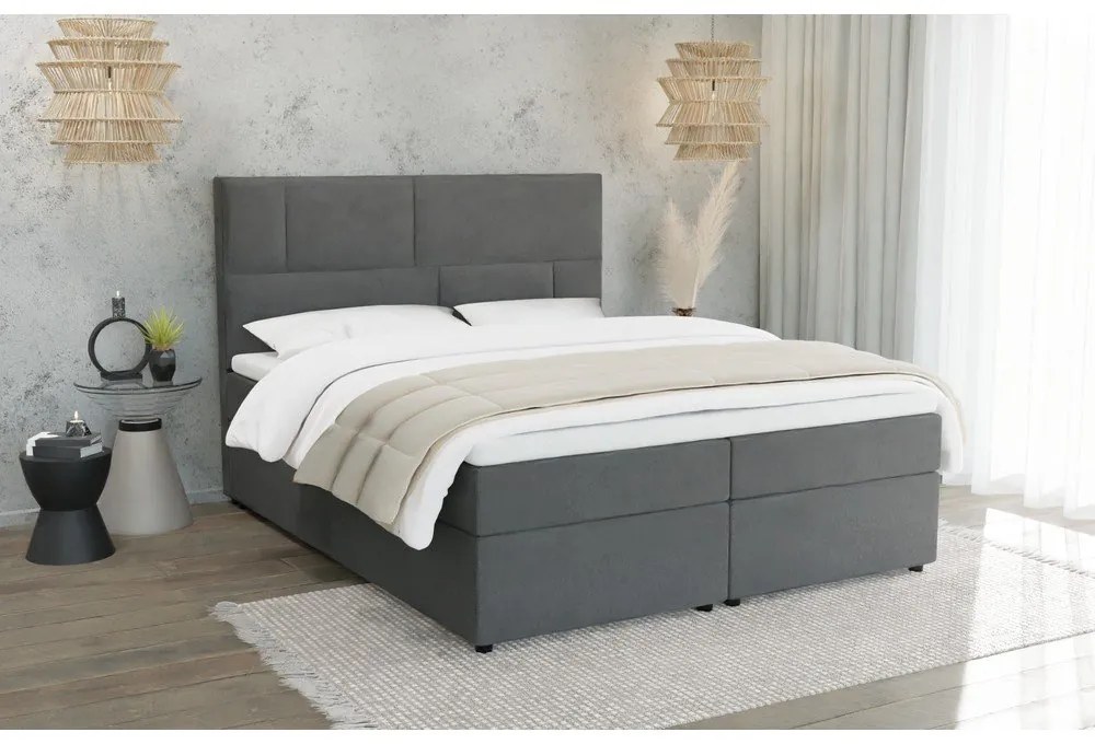 Šedá boxspring postel s úložným prostorem 160x200 cm Lola – Ropez