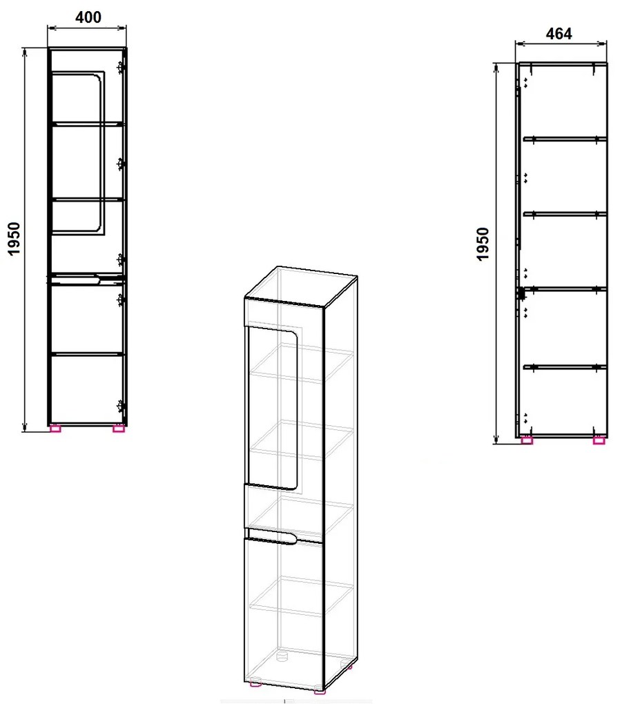 Vomaks Vitrína STYL-MC-24P Barva: wenge + javor