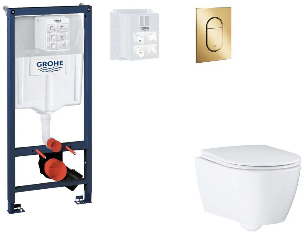 Grohe Rapid SL - Set předstěnové instalace, klozetu, sedátka SoftClose a tlačítka Arena Cosmopolitan S, Cool Sunrise SANI11BB4140