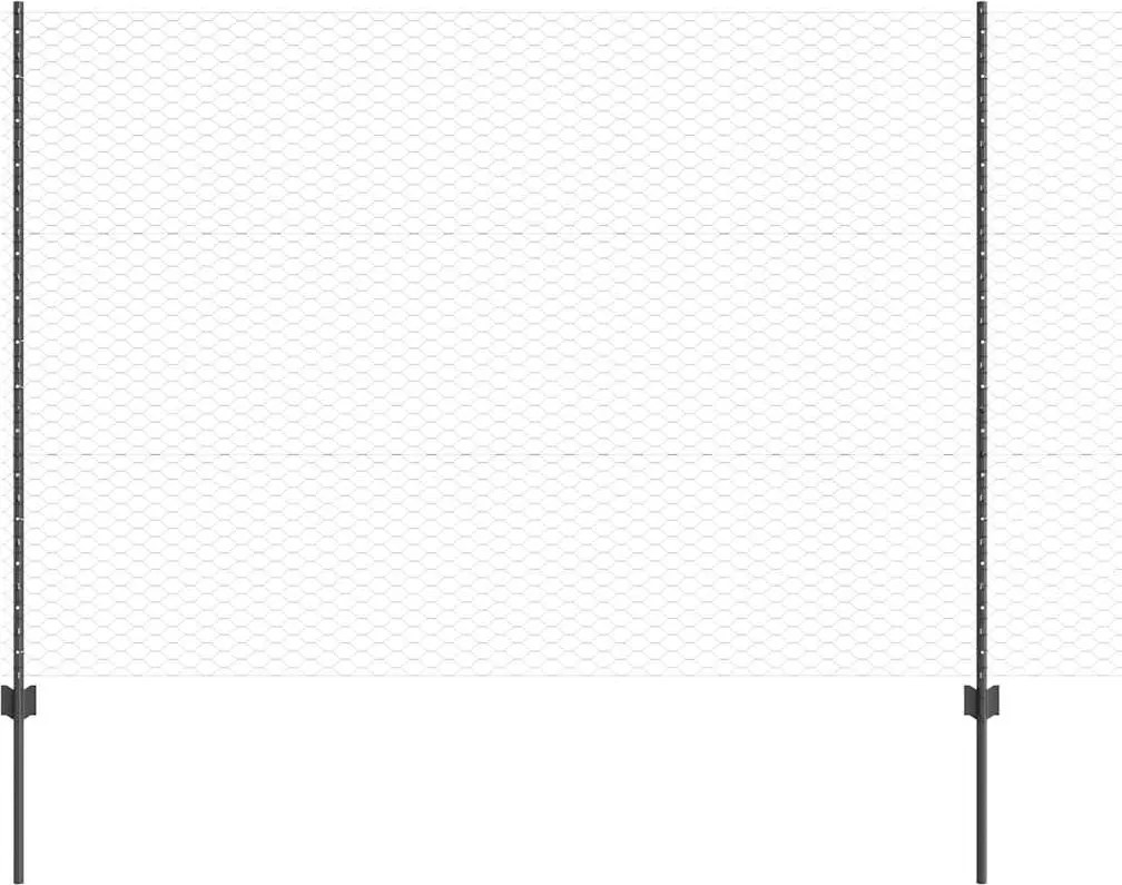 Hexagonální plot s podpěrou 100 x 1,5 m Ocel potažená PVC Šedá 3336941