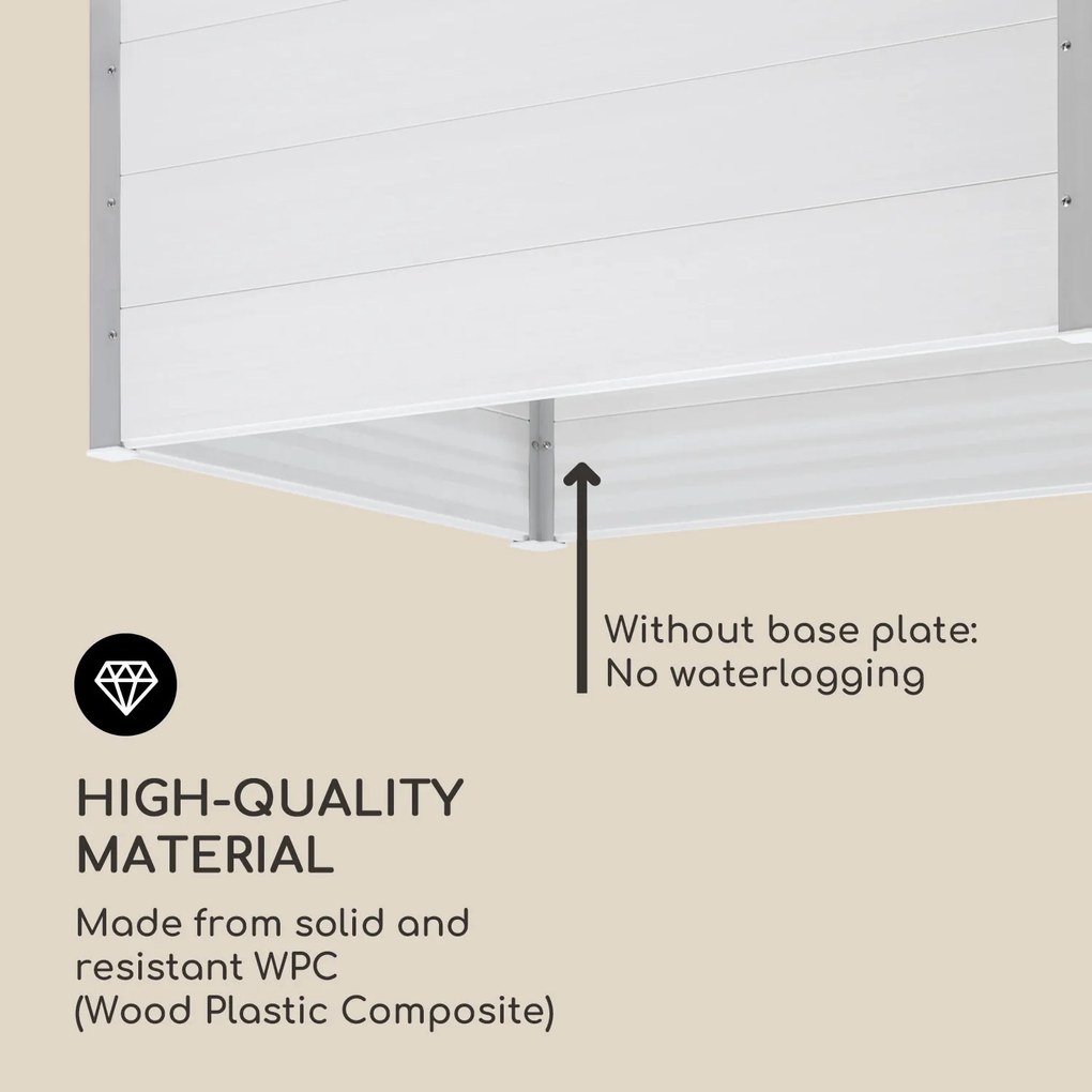 Blumfeldt Nova Grow, zahradní záhon, 150 x 91 x 100 cm, WPC, dřevěný vzhled, bílý