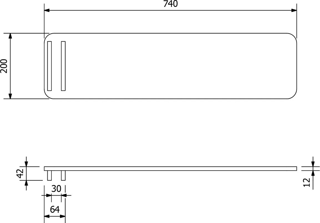 Polysan Polysan, IPANEMA polička na vanu, 74x20 cm, černá, 73311