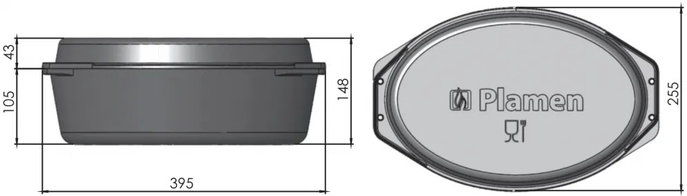 Litinový pekáč s víkem 5,8 l - oválný