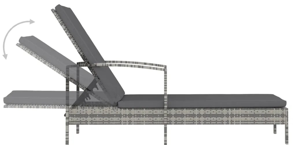 vidaXL Marketos Zahradní lehátko s područkami polyratan šedé