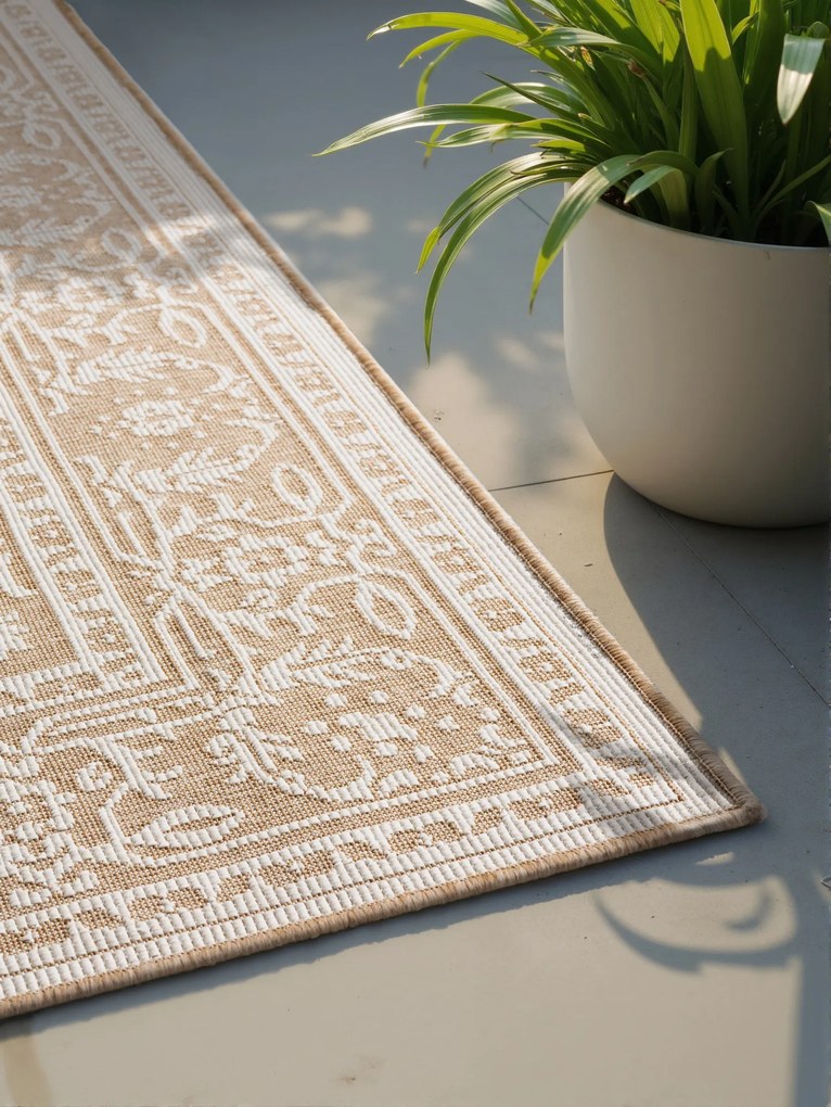 NORTHRUGS, Kusový koberec Duet Kona 106250 Beige/White - na ven i na doma, 160x230, béžová, chodba / předsíň