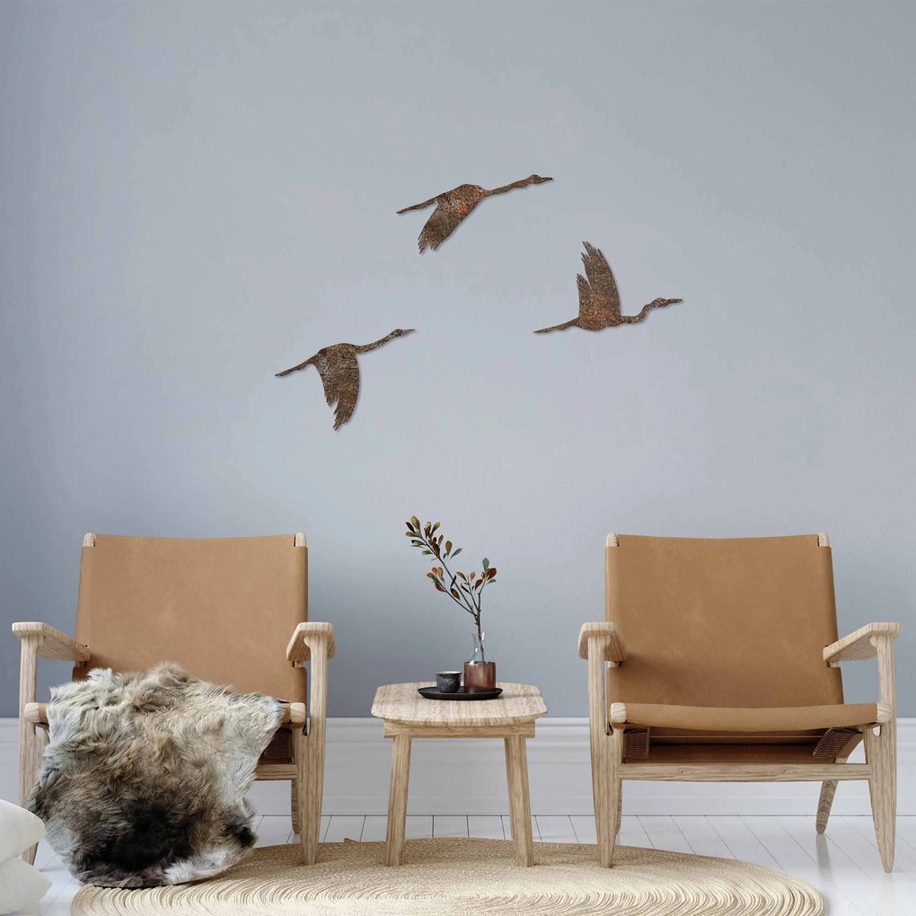 Nástěnná kovová dekorace Rusty Birds 1 vícebarevná
