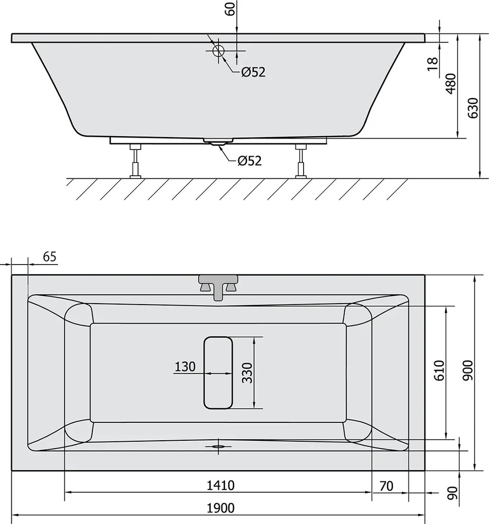 Polysan Marlene Slim 190 x 90 cm 71607S vana obdélníková akrylátová