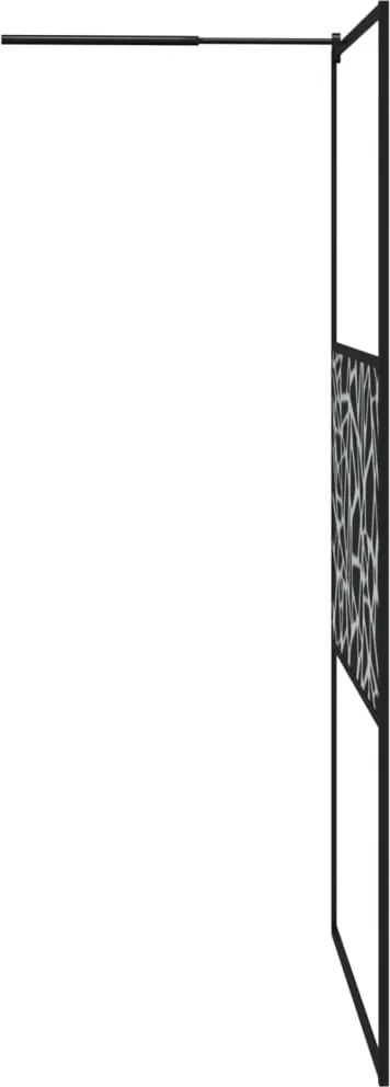 Zástěna do průchozí sprchy s policí černá 115x195 cm ESG/hliník 3185484