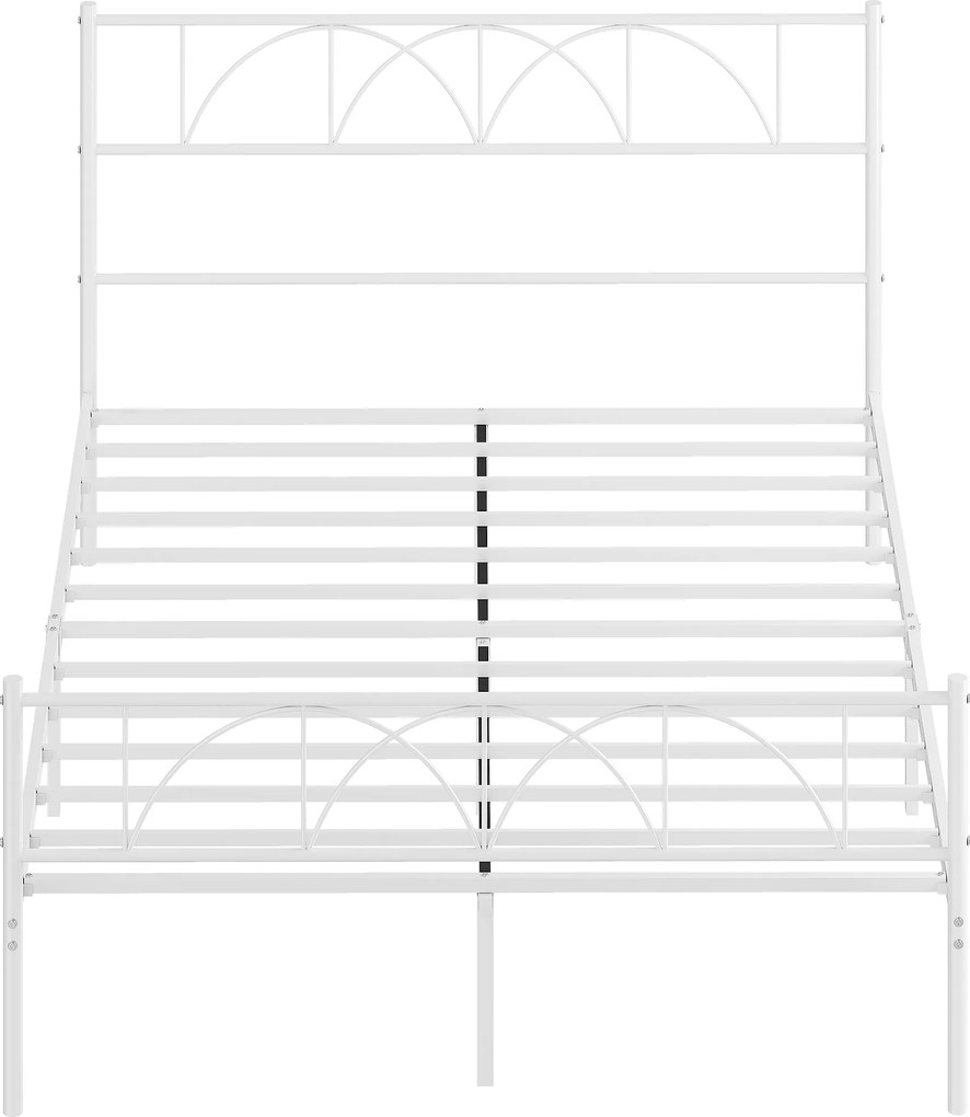 HOMCOM Postelový rám 140x190 cm s čelem, ocelovým roštem, úložným prostorem pod postel