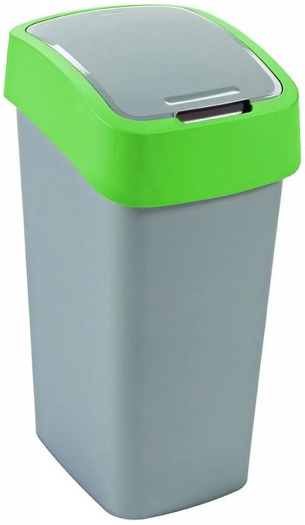 CURVER FLIP BIN 45L Odpadkový koš 65,3 x 29,4 x 37,6 cm stříbrná/zelená 02172-P80