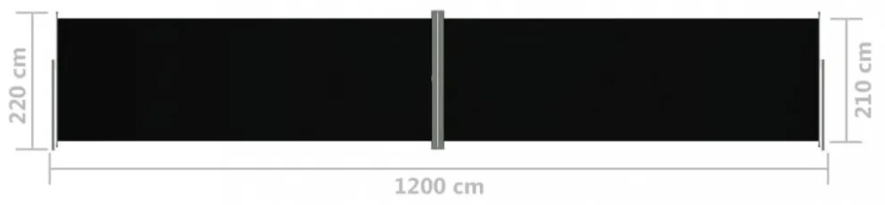 Zatahovací boční markýza 220x1200 cm Dekorhome Černá