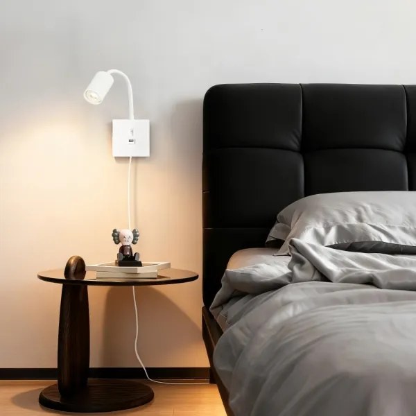 Immax 08296L - Nástěnná lampa s USB PUNTO 1xGU10/9W/230V bílá