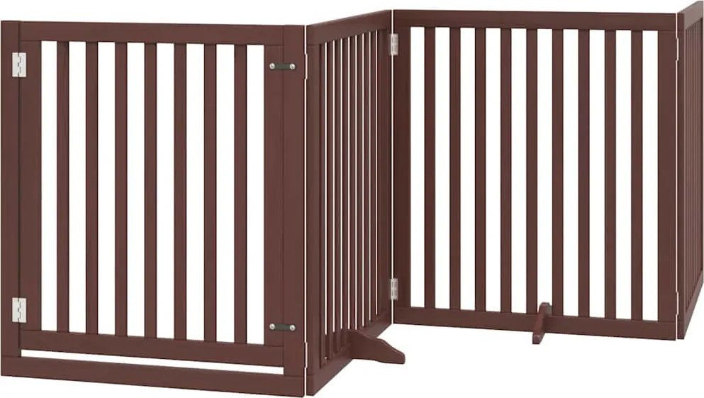 Zábrana pro psy s dvířky skládací 8 panelů hnědá 640 cm topol 3155694