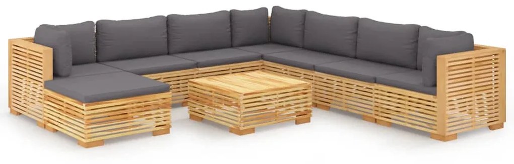 9dílná zahradní sedací souprava s poduškami masivní teak, 3100890