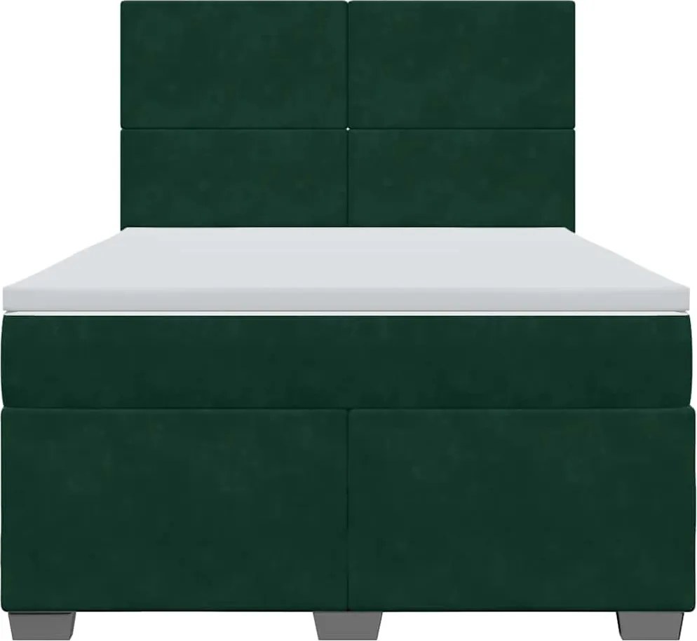 Box spring postel s matrací tmavě zelená 160x200 cm samet 3293251