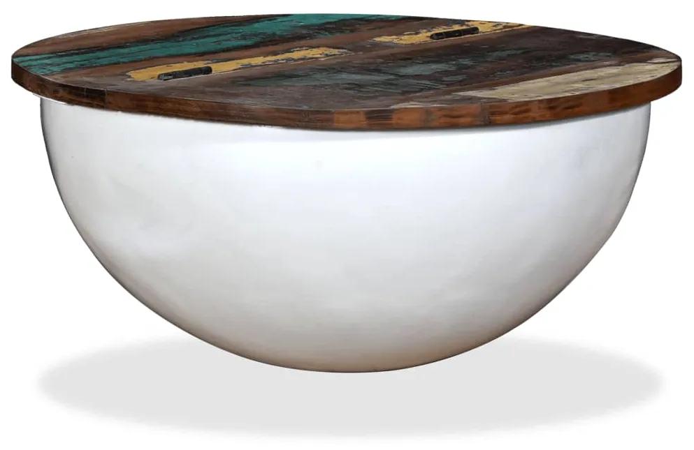 vidaXL Konferenční stolek masivní recyklované dřevo bílý tvar misky