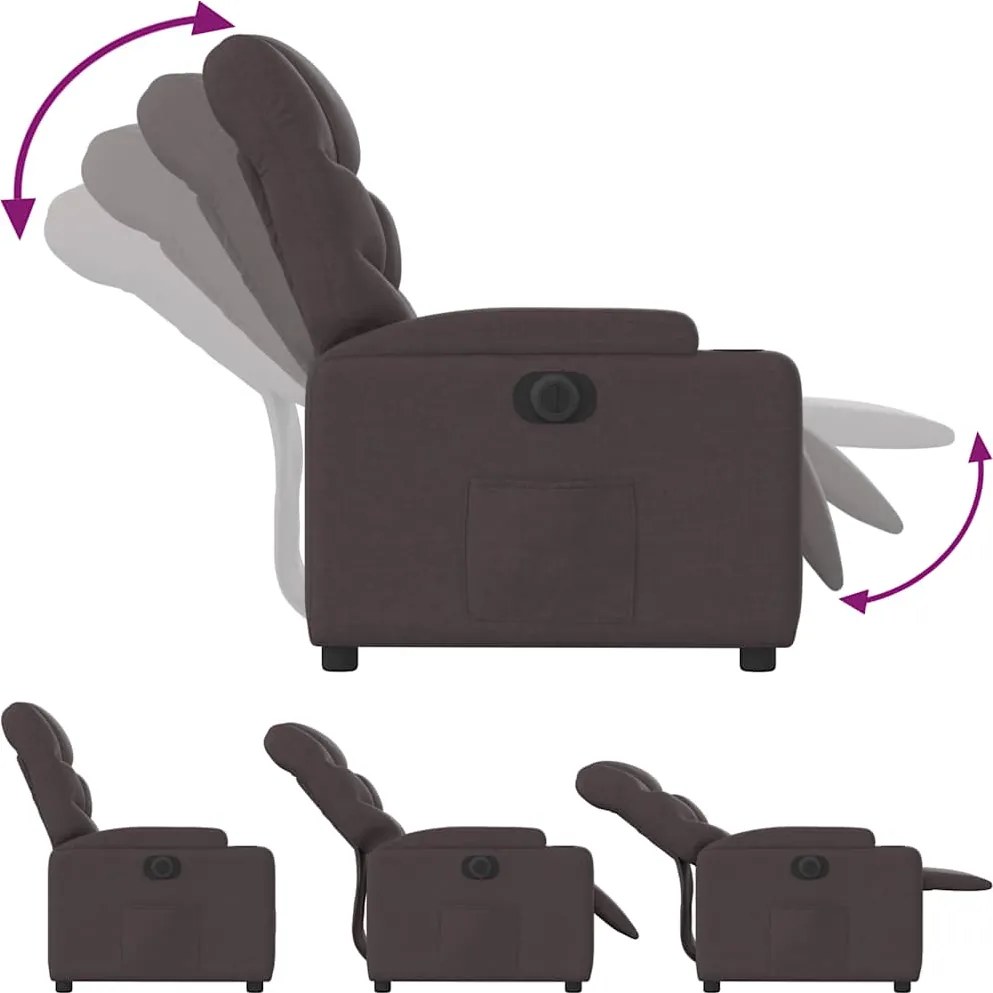 Elektrické polohovací křeslo tmavě hnědé textil 3204577