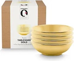 vtwonen Gold tea tips 4 ks Ø 7 cm - zlaté (Porcelánové mističky na čajový sáček )