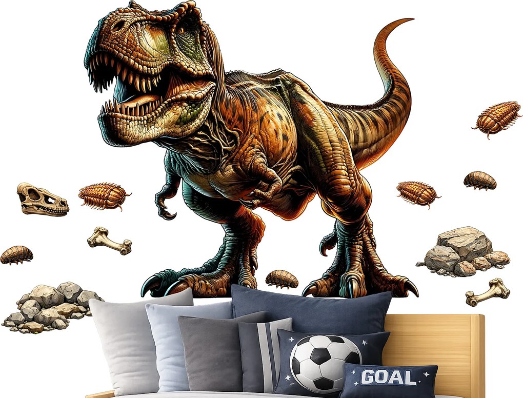 Tyranosaurus Rex textilní přelepitelná samolepka na zeď arch 45 x 41 cm