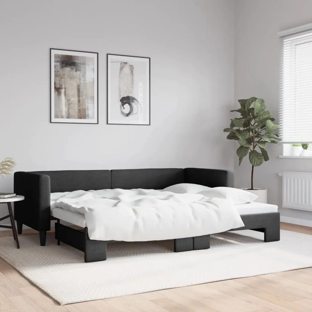 Válenda s přistýlkou černá 80 x 200 cm textil 3196575
