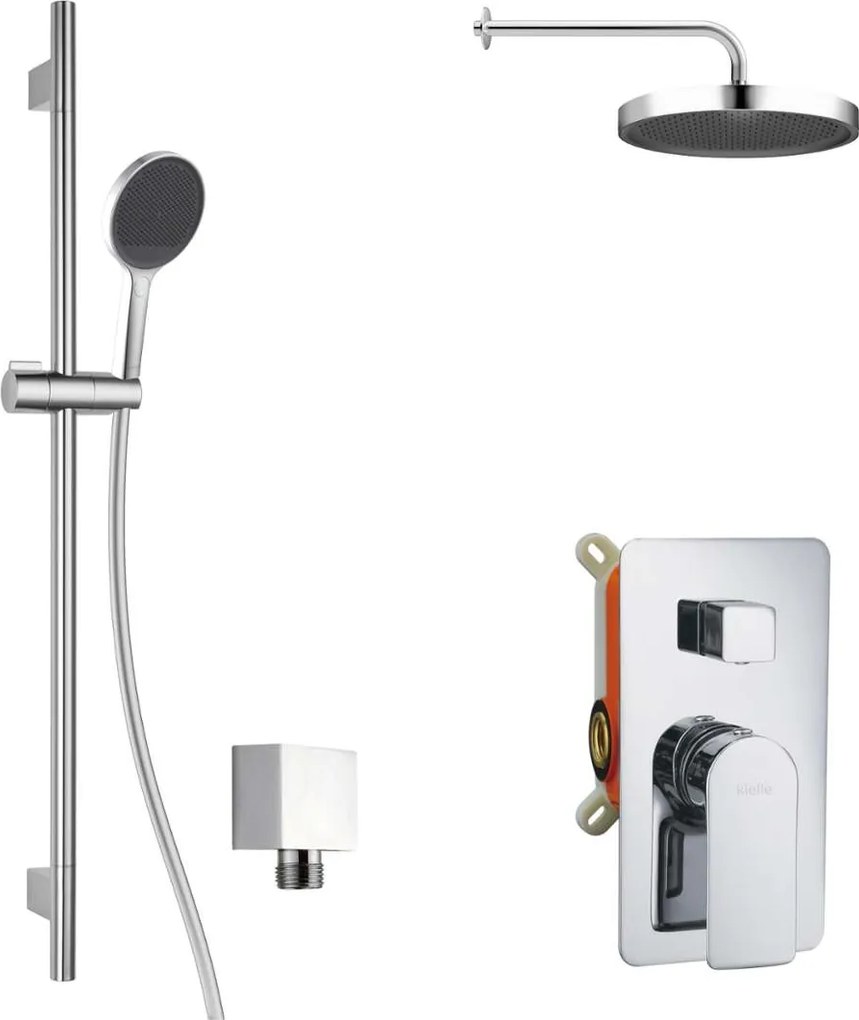 kielle Vega - Sprchový set s baterií pod omítku, pro 2 spotřebiče, s příslušenstvím EcoSpare a tělesem, chrom 20618SP70