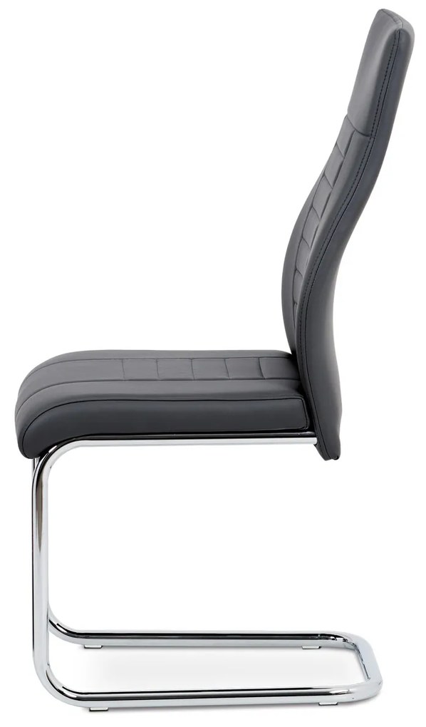 AUTRONIC Jídelní židle, šedá koženka / chrom