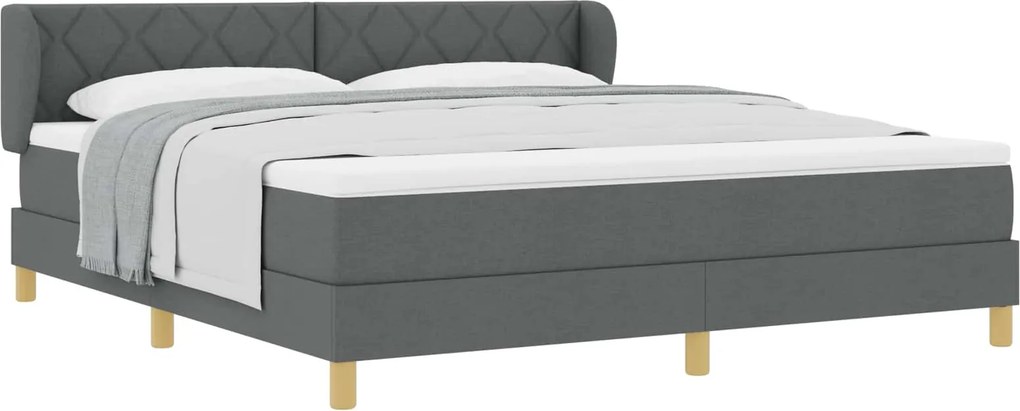 Postel s boxspringem s čelo Tmavě šedá 180 x 200 cm textil 3340291