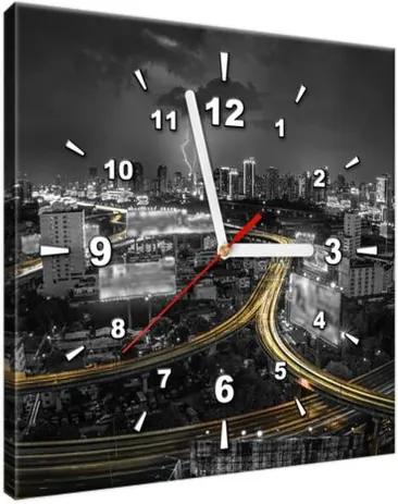 Tištěný obraz s hodinami Noc v Bangkoku 30x30cm ZP1653A_1AI