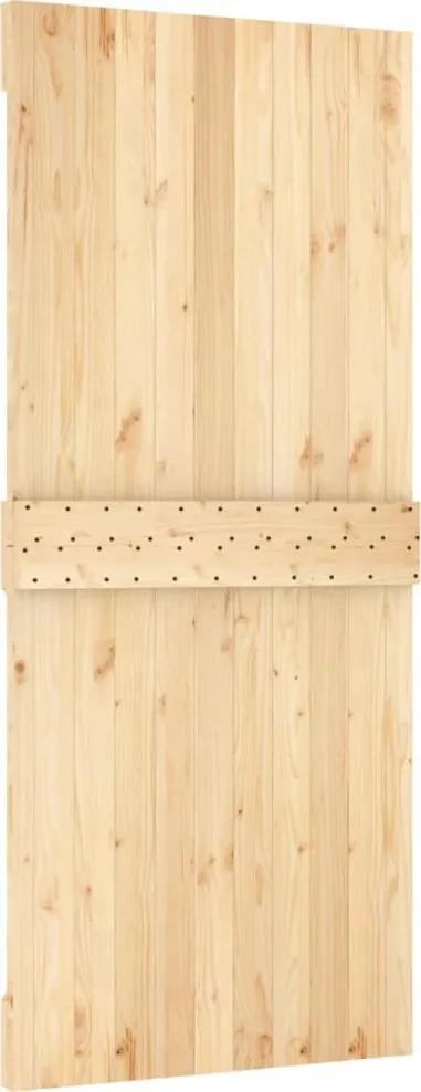 vidaXL Posuvné dveře s kováním 90 x 210 cm masivní borové dřevo [3203226]