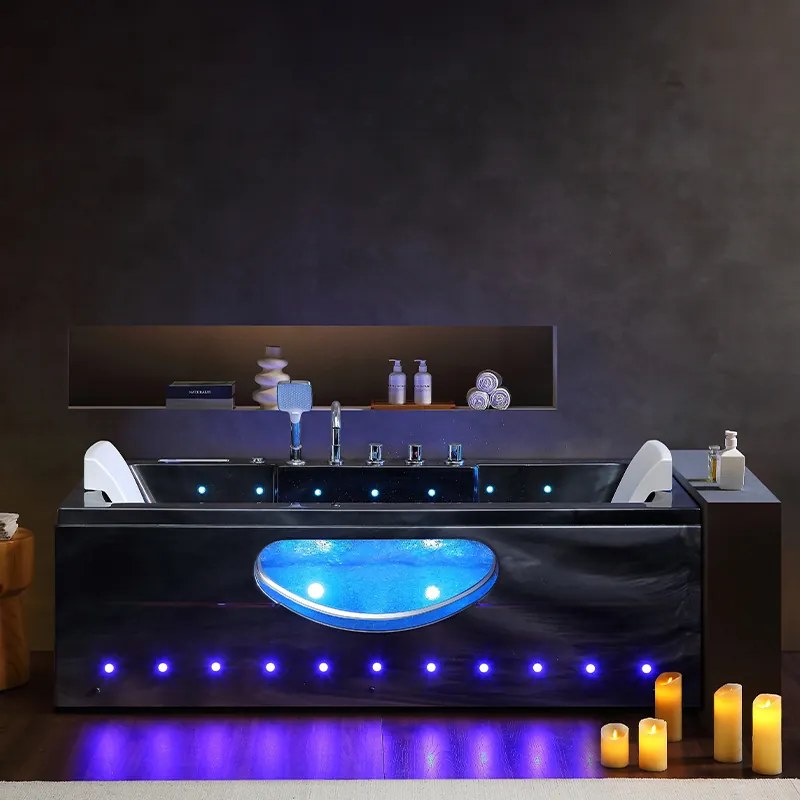 Terra Hydromasážní vířivá vana Iris 933C 170x84 s ohřevem vody, černý mramor