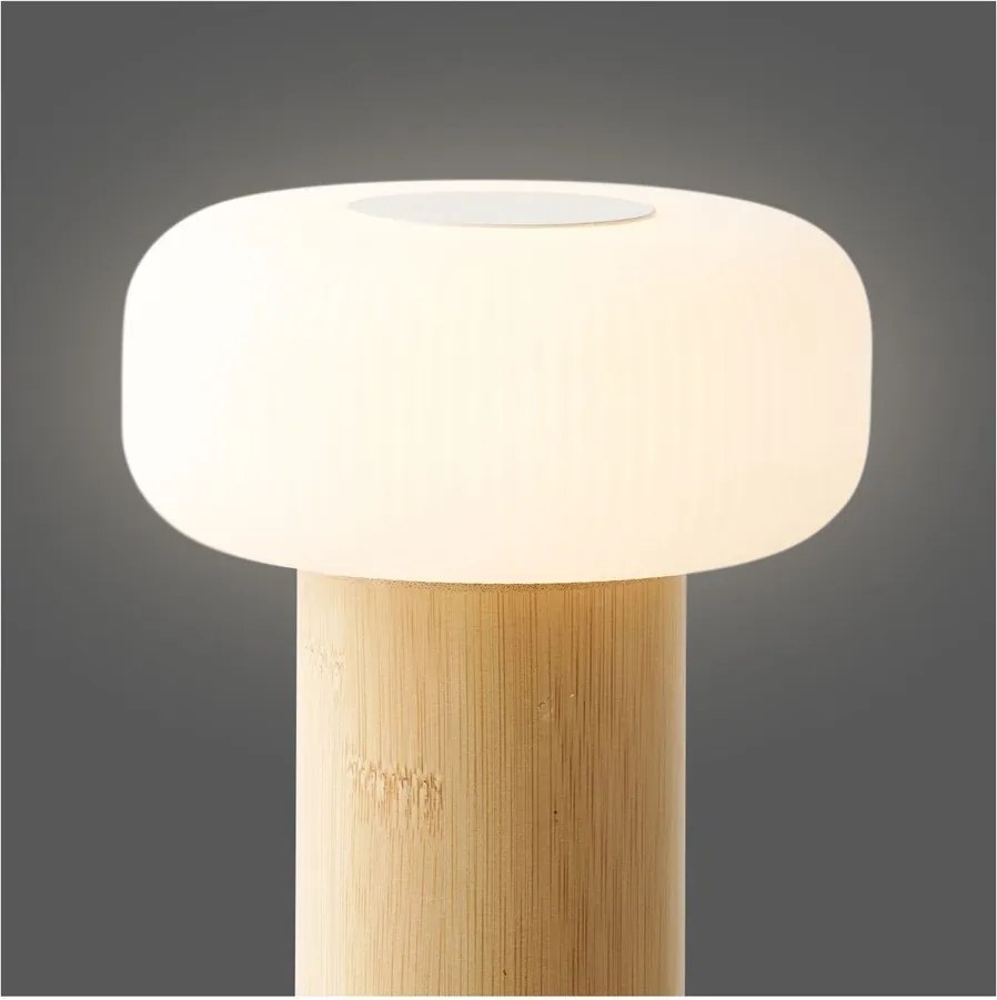 Bílá/v přírodní barvě bambusová stolní lampa s plastovým stínidlem (výška 18 cm) Stafford – House Nordic
