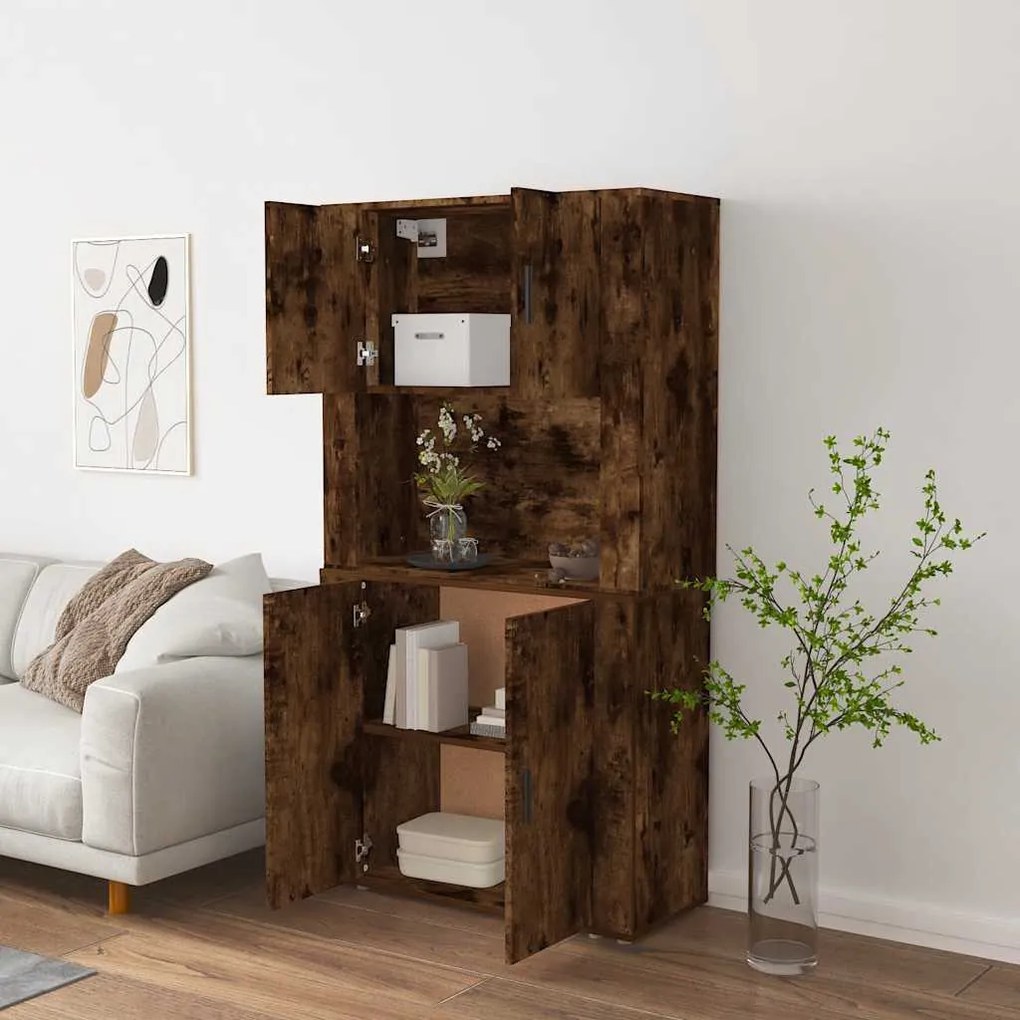 Skříň highboard kouřový dub kompozitní dřevo 3185356
