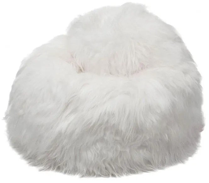 Sedací pytel - bean bag - bílý, dlouhý chlup