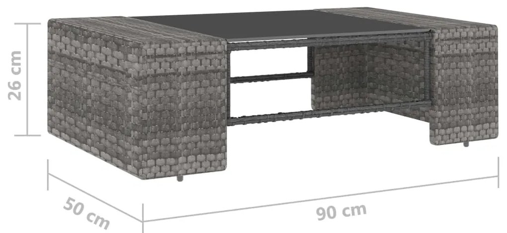vidaXL Marketos 2dílná zahradní sedací souprava polyratan šedá