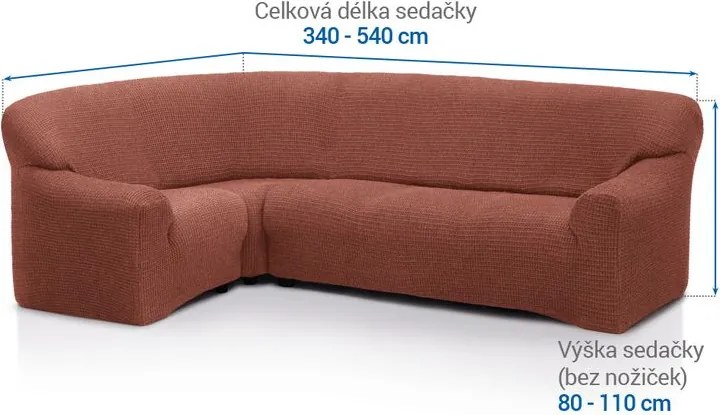 Super strečové potahy RUBINIA cihlová rohová sedačka (š. 340 - 540 cm)