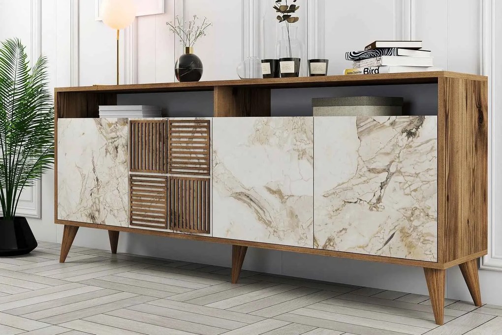 Designová komoda Cadelaria 180 cm vzor bílý mramor